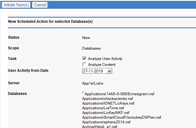 Domino Server Application Scan & Analysis tool